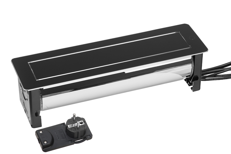 VersaTurn 2x 230V, 2x USB A 5V, 2x RJ45, HDMI čierne sklo | Démos trade ...